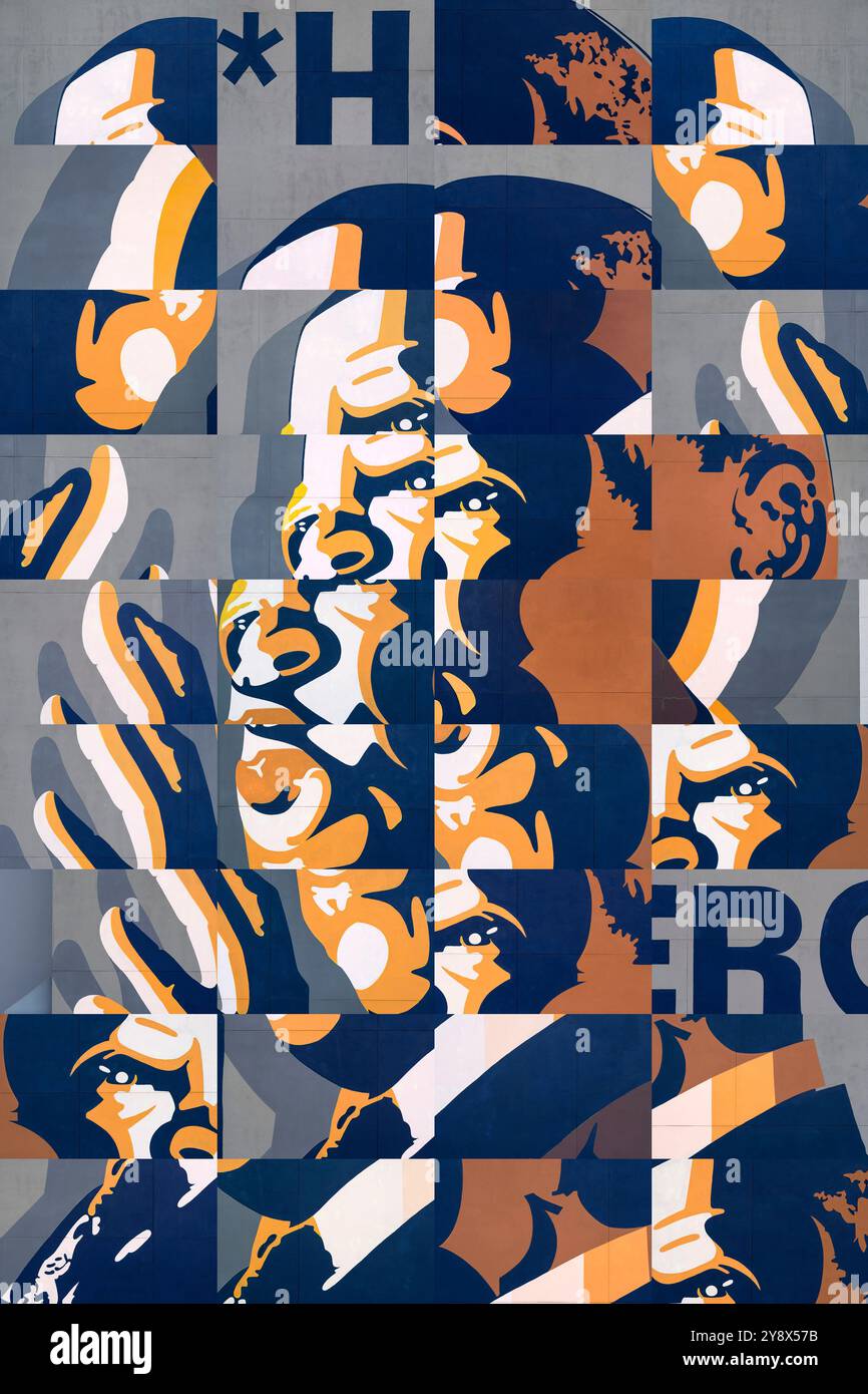 A collage of 36 images of a mural of John Lewis, Atlanta, Georgia Stock ...
