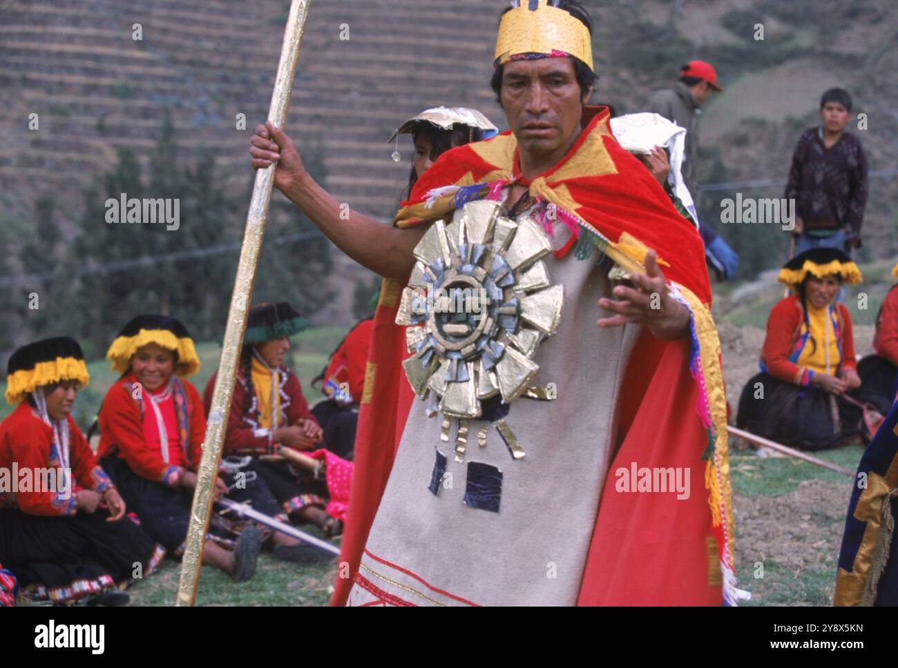 Group of Quechuas perform a ceremony, Chivay, Peru Stock Photo - Alamy