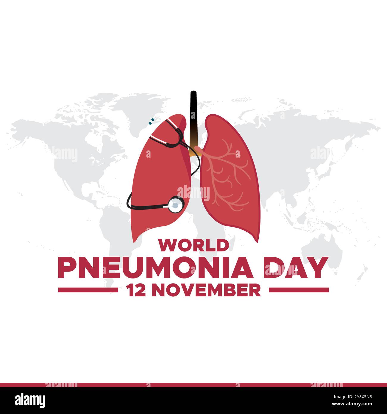 World Pneumonia Day, 12 November, greeting card, stock illustration ...