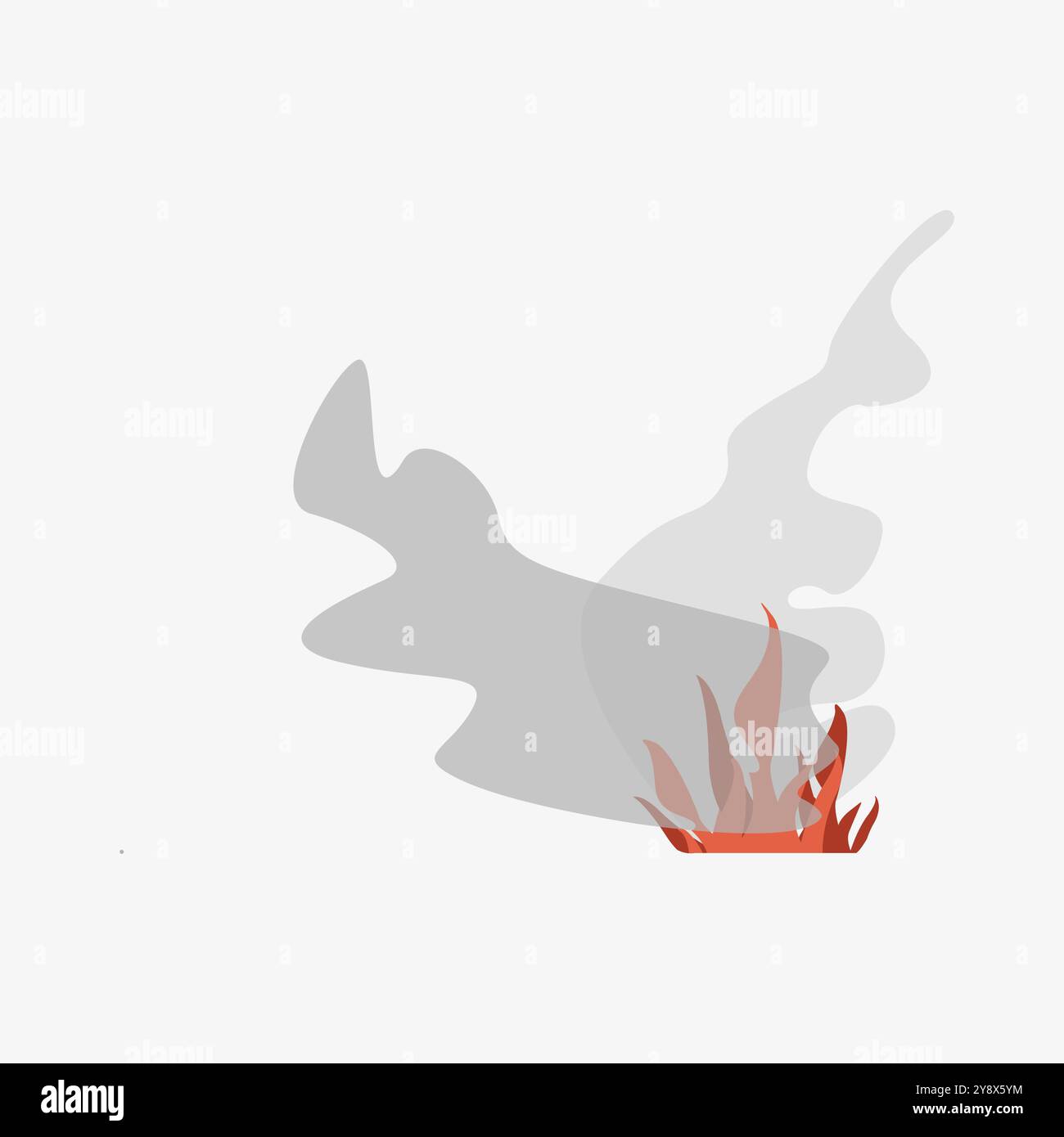 Small fire with smoke in flat vector illustration symbolizing danger ...