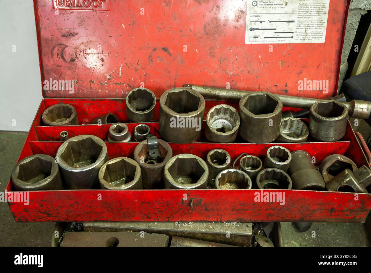 A well used socket set on a bench in the Grosmont engine shed on the ...