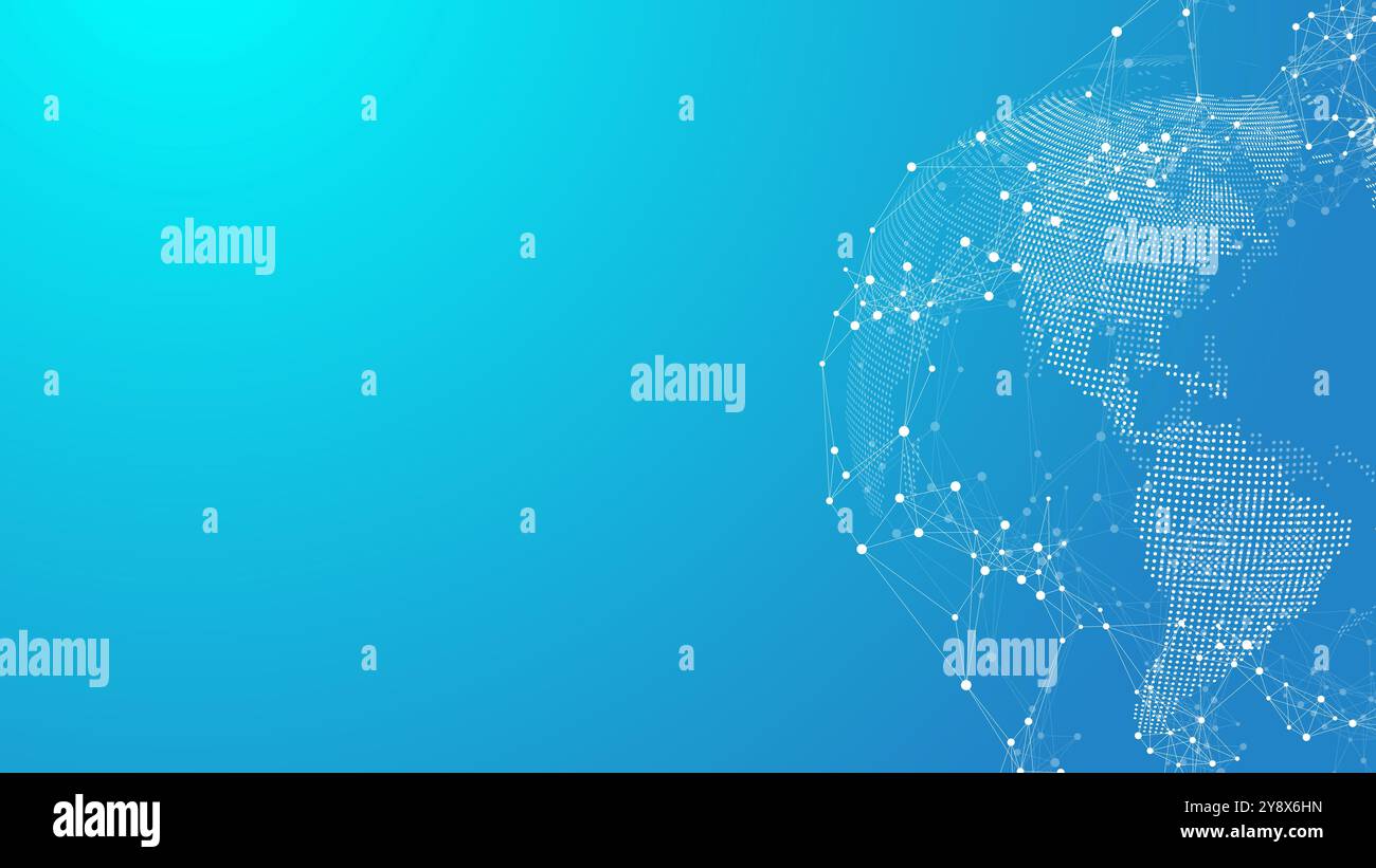 Global network connection banner design template. Header social network ...