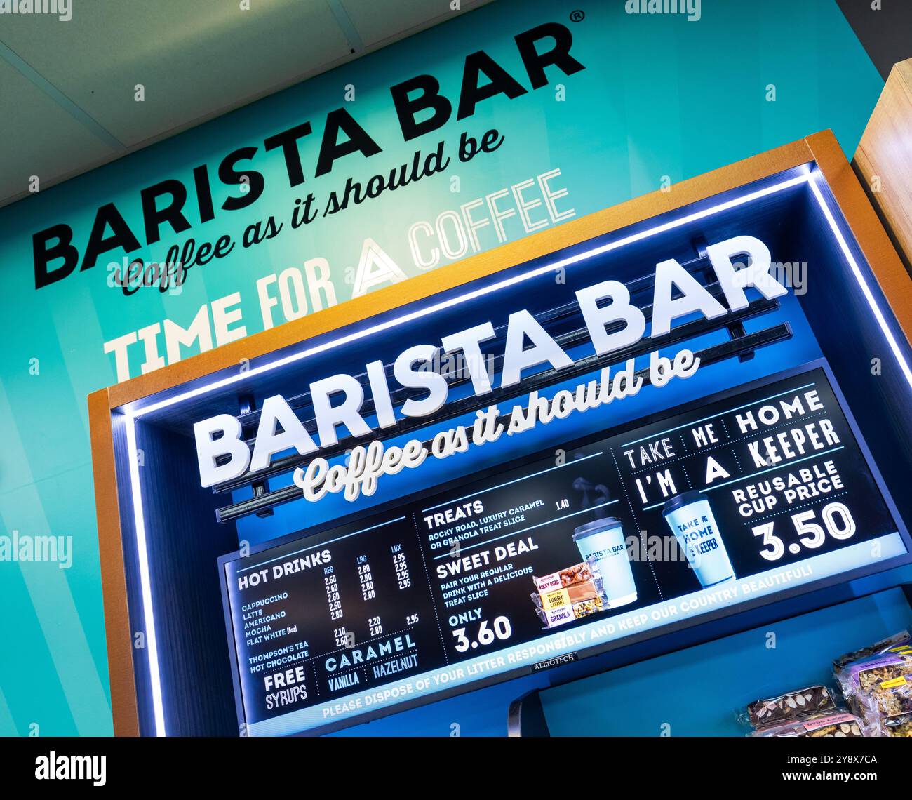 Barista Bar coffee brand takeaway coffee machine in the UK Stock Photo ...