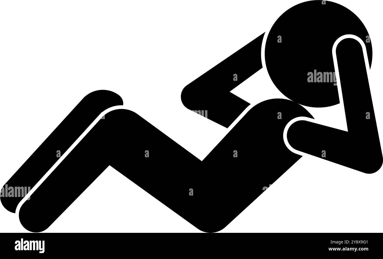 Abdominal exercise silhouette. Sit-up silhouette. Editable vector Stock ...