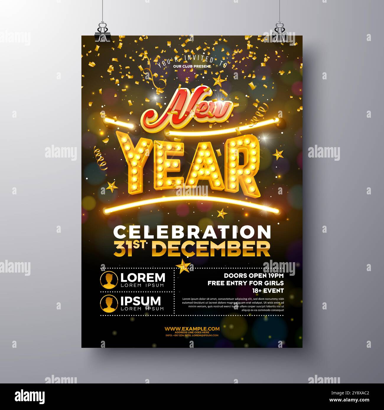 Happy New Year 2025 Party Celebration Flyer Template Design with ...