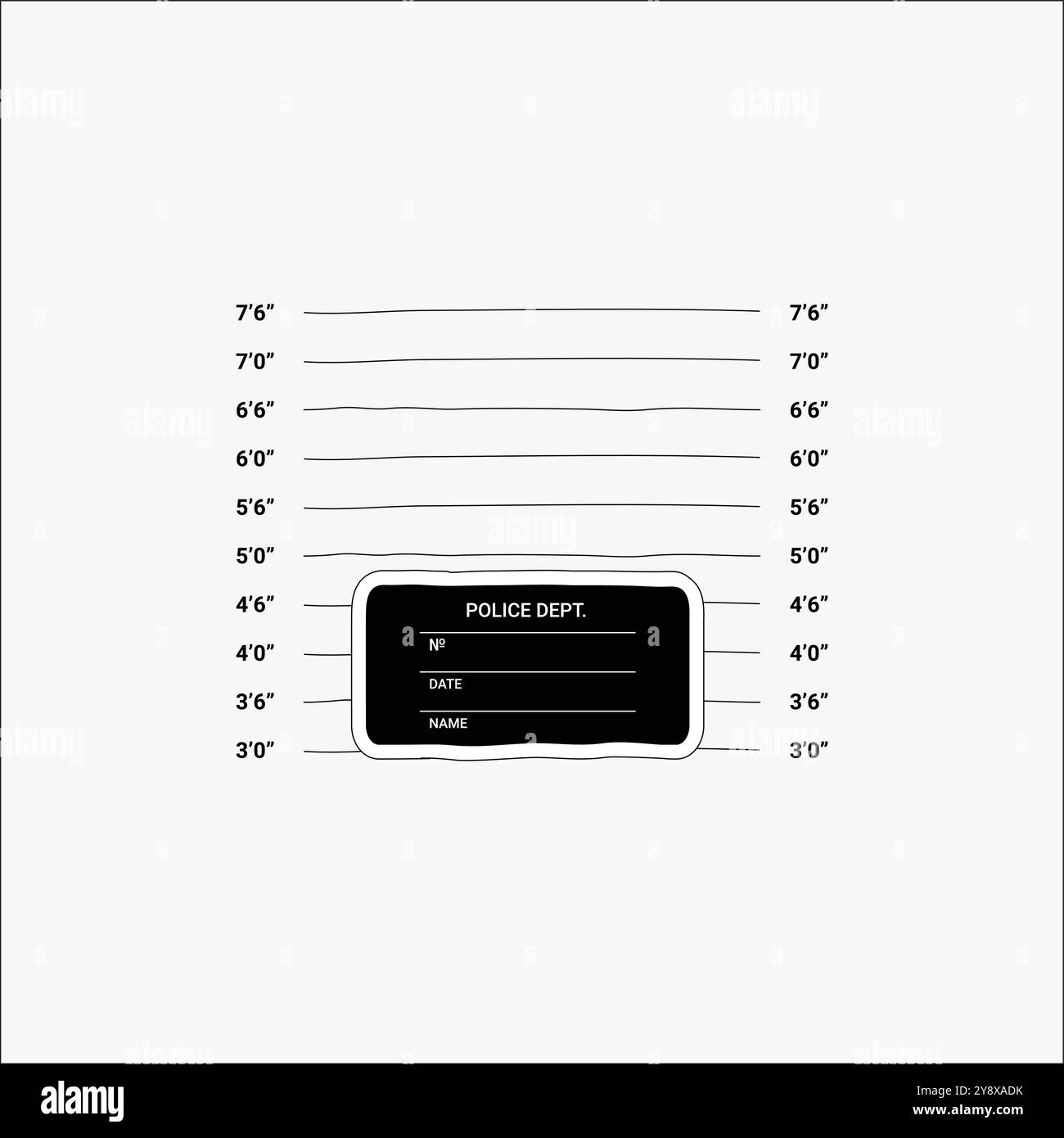 Police lineup background with height chart in flat vector illustration ...