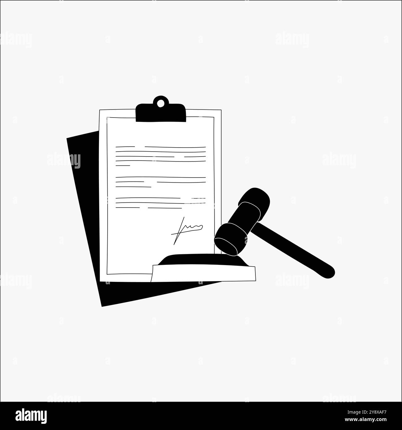 Gavel and clipboard in flat vector illustration symbolizing legal ...