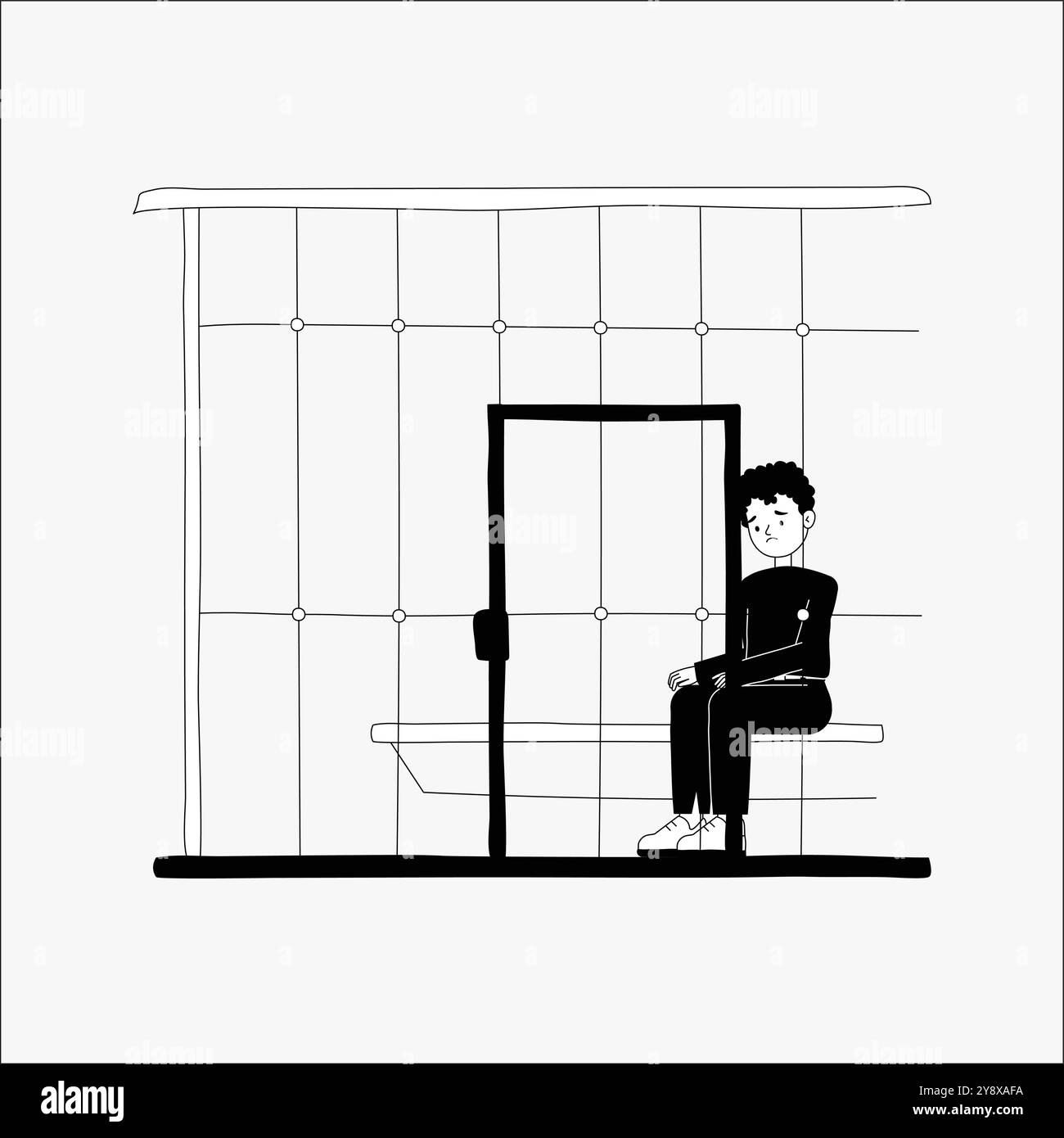 Man sitting in prison cell Stock Vector Images - Alamy
