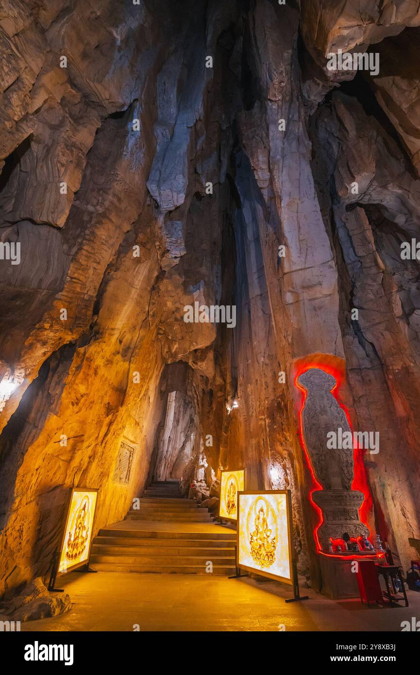 Beautiful limestone Am Phu cave in the Marble Mountains in Da Nang in ...