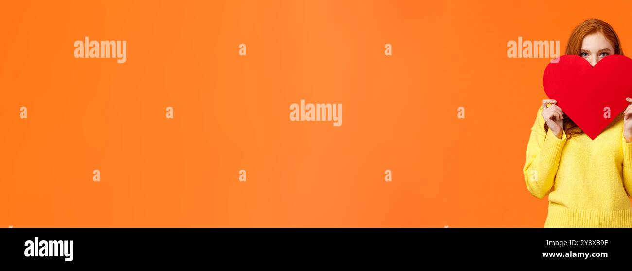 Cute romantic and blushing girl express her feelings on valentines day ...