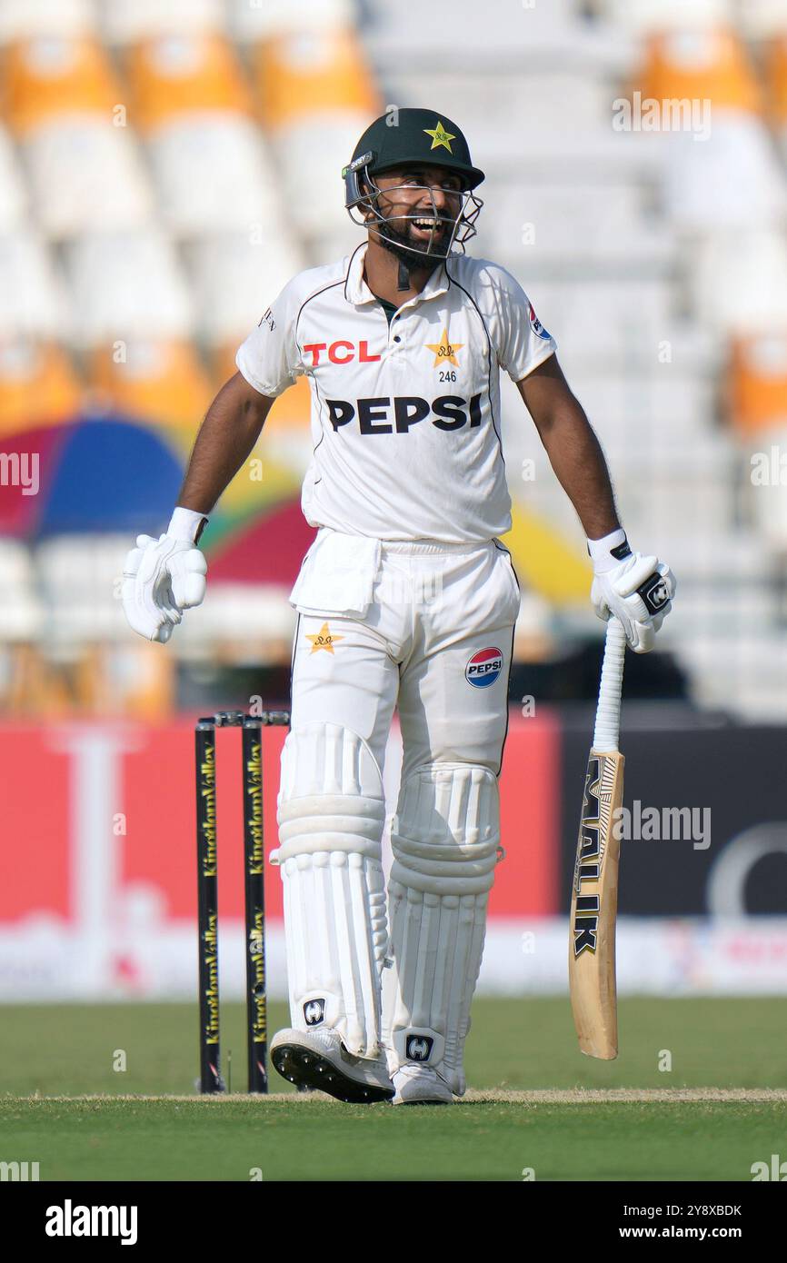 Pakistan's Abdullah Shafique celebrates after scoring century during ...