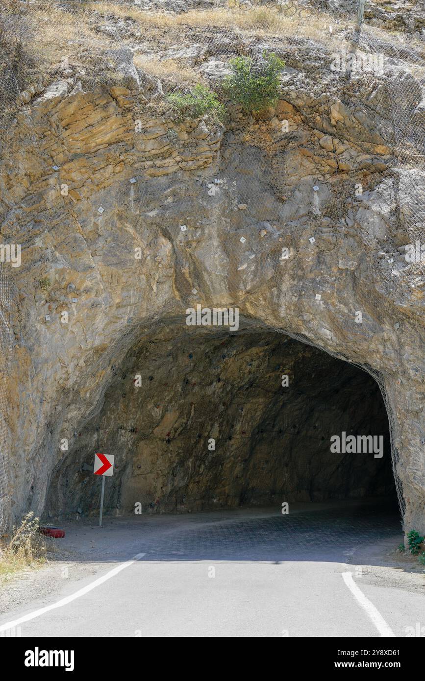 The entrance of the Kemaliye tunnel on the Rafahiye-Kemaliye road Stock ...