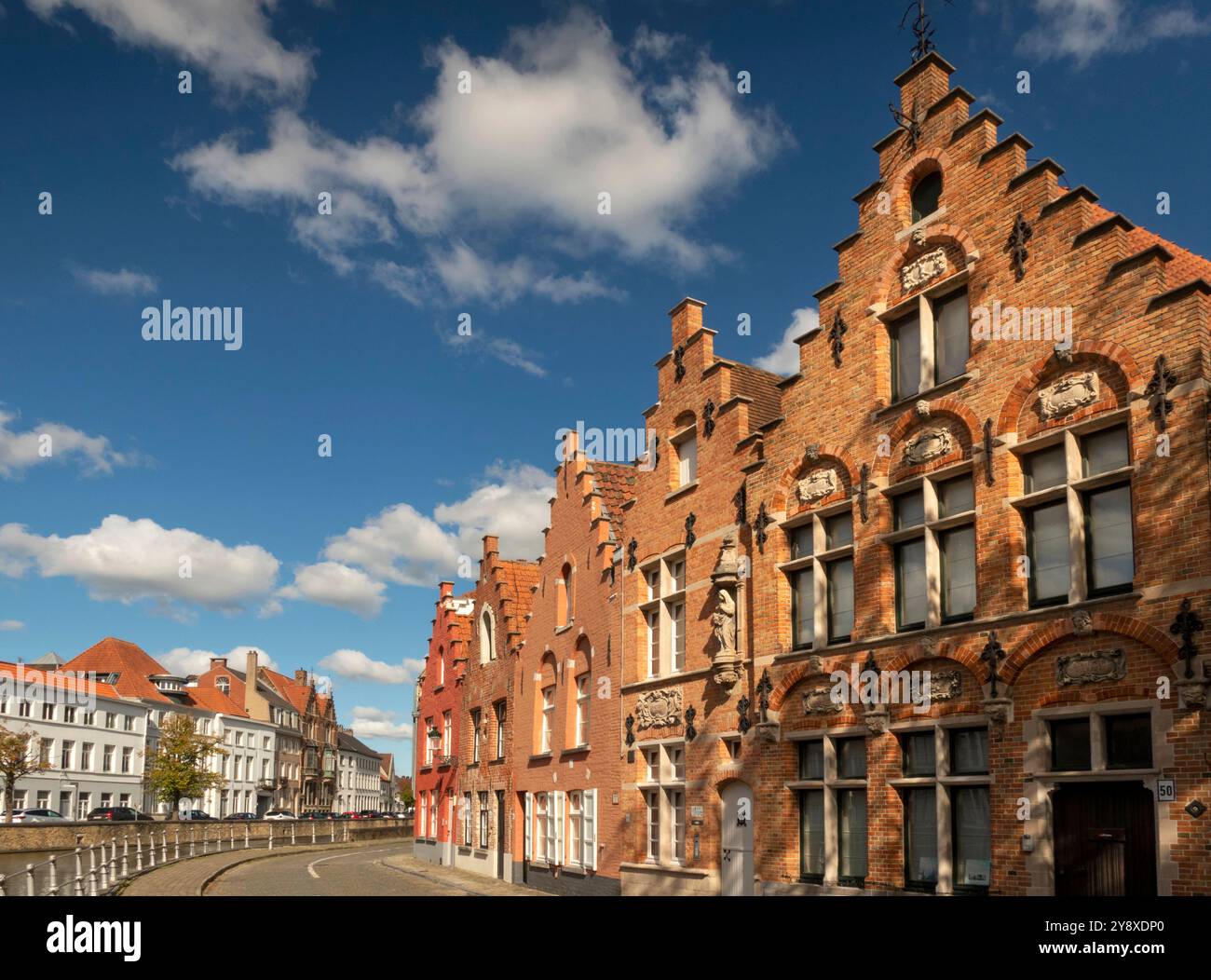 Belgium, Flanders, Bruges, Potterierei, historic canalside houses Stock ...