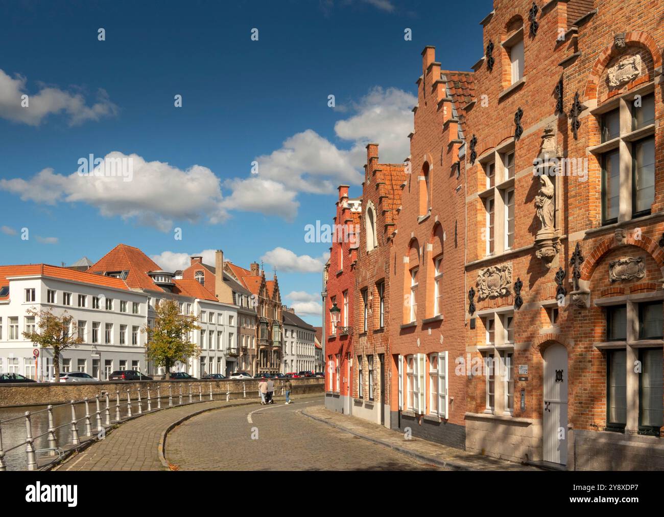 Belgium, Flanders, Bruges, Potterierei, historic canalside houses Stock ...