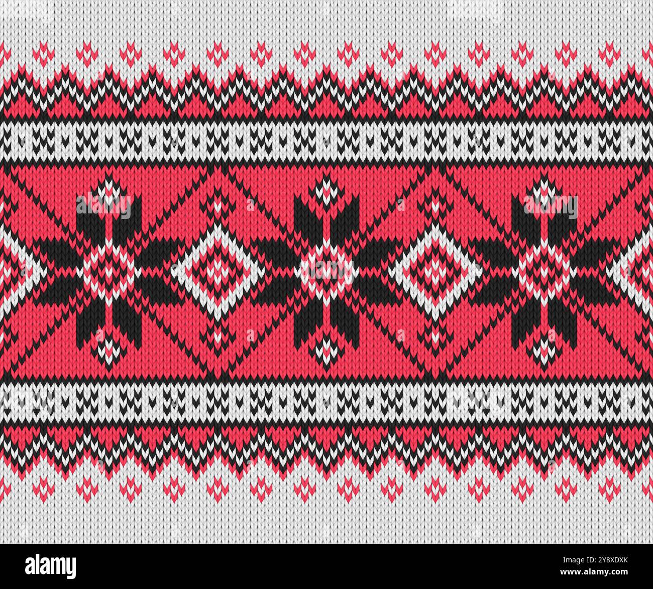 Christmas winter knitted seamless border. Realistic knitted fabric ...
