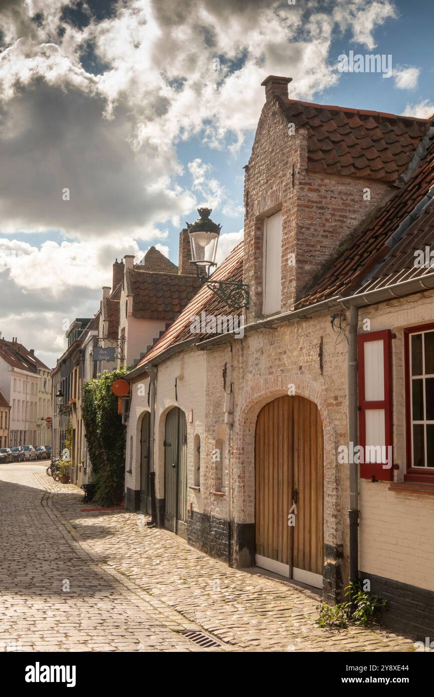 Belgium, Flanders, Bruges, Balstraat, 15th century houses, the city’s ...