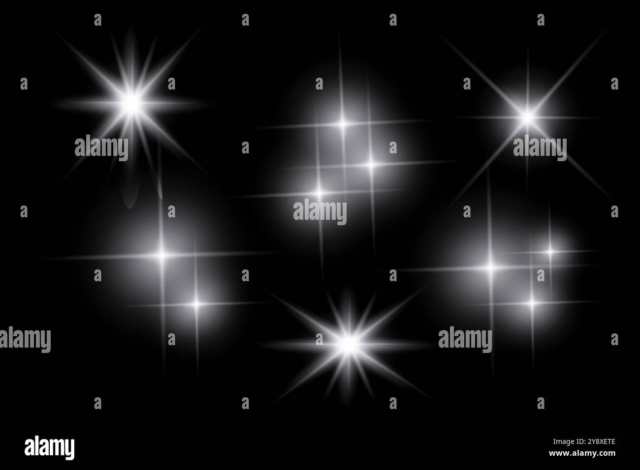 White sparkle lights, flashing lights, light effects, sunlight lens flare, glowing ray beams ...