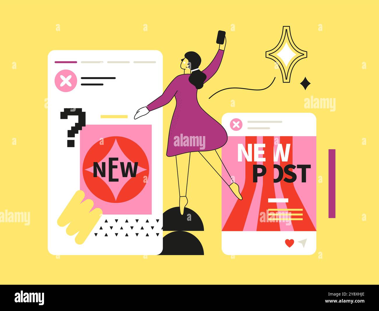 New interesting blog post - social media screens templates illustration ...