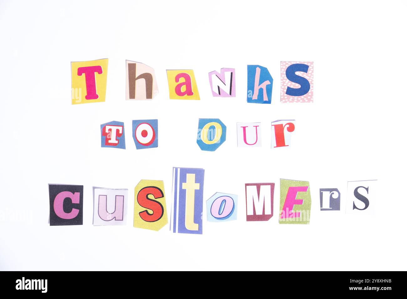 Thank you symbol. Fun cut out newspaper style typescript with words ...