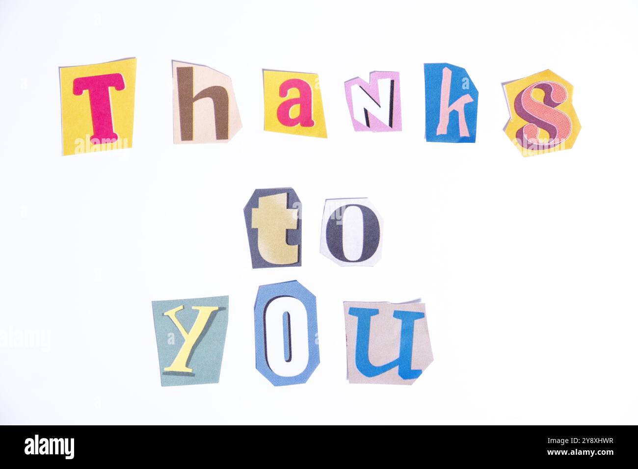 Thank you symbol. Fun cut out newspaper style typescript with words ...