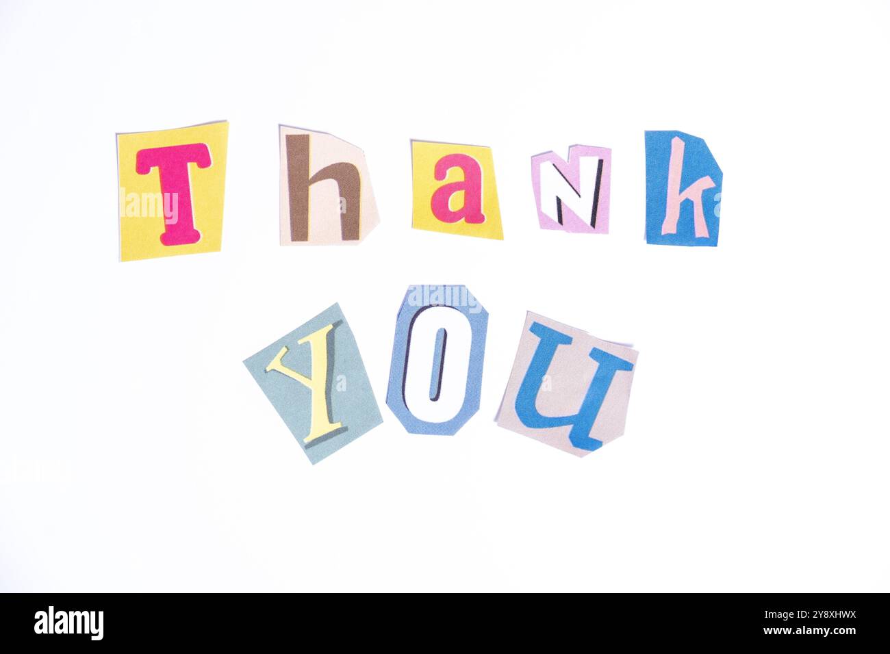 Thank you symbol. Cut out newspaper style typography with words Thank ...