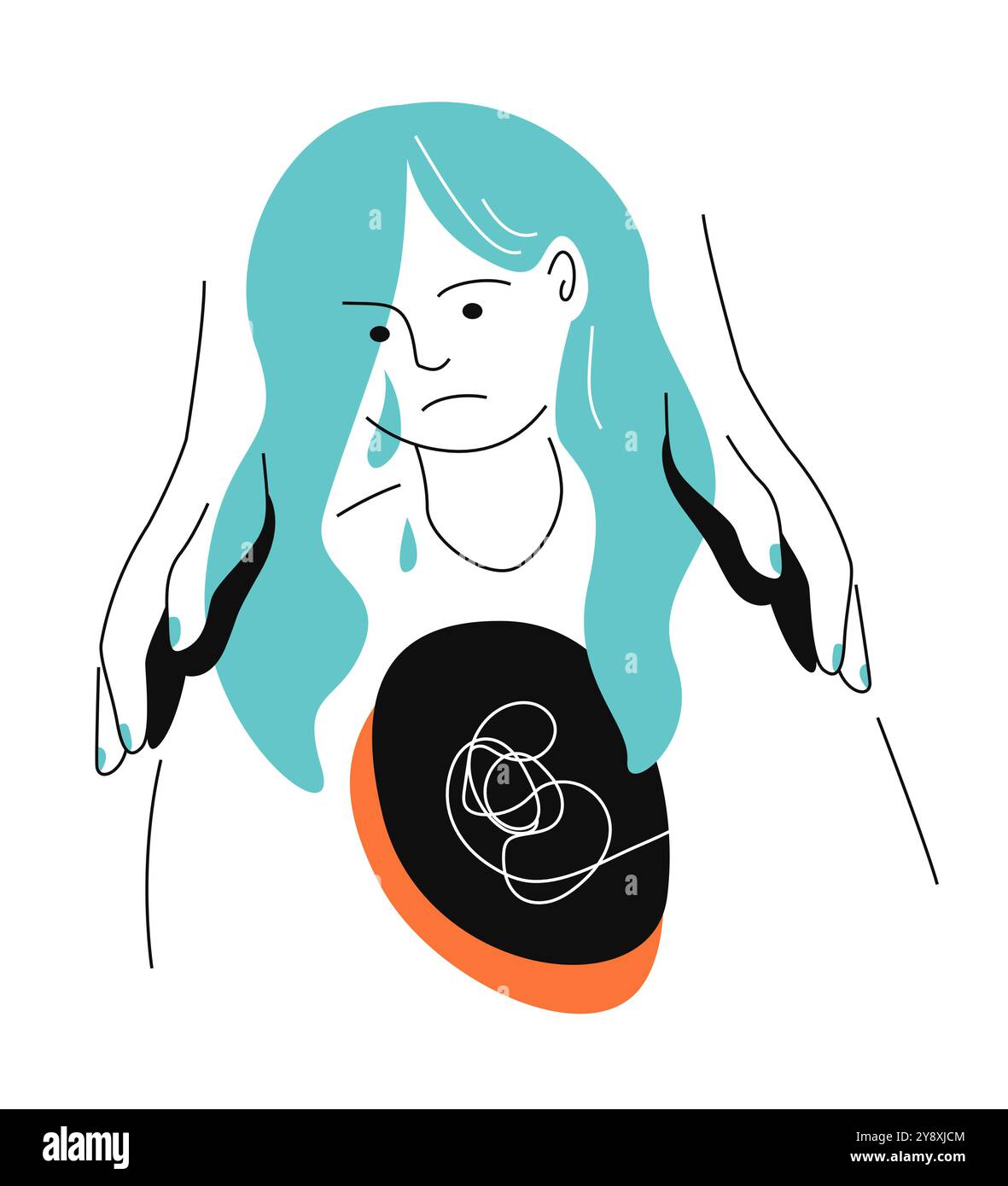 Help a person with depression - colorful flat design style illustration ...