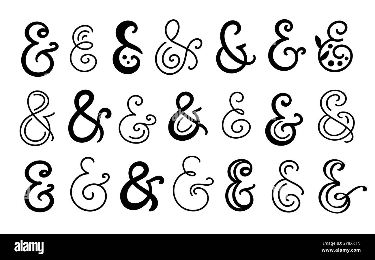And ampersand symbol set vintage calligraphy sign Stock Vector Image ...