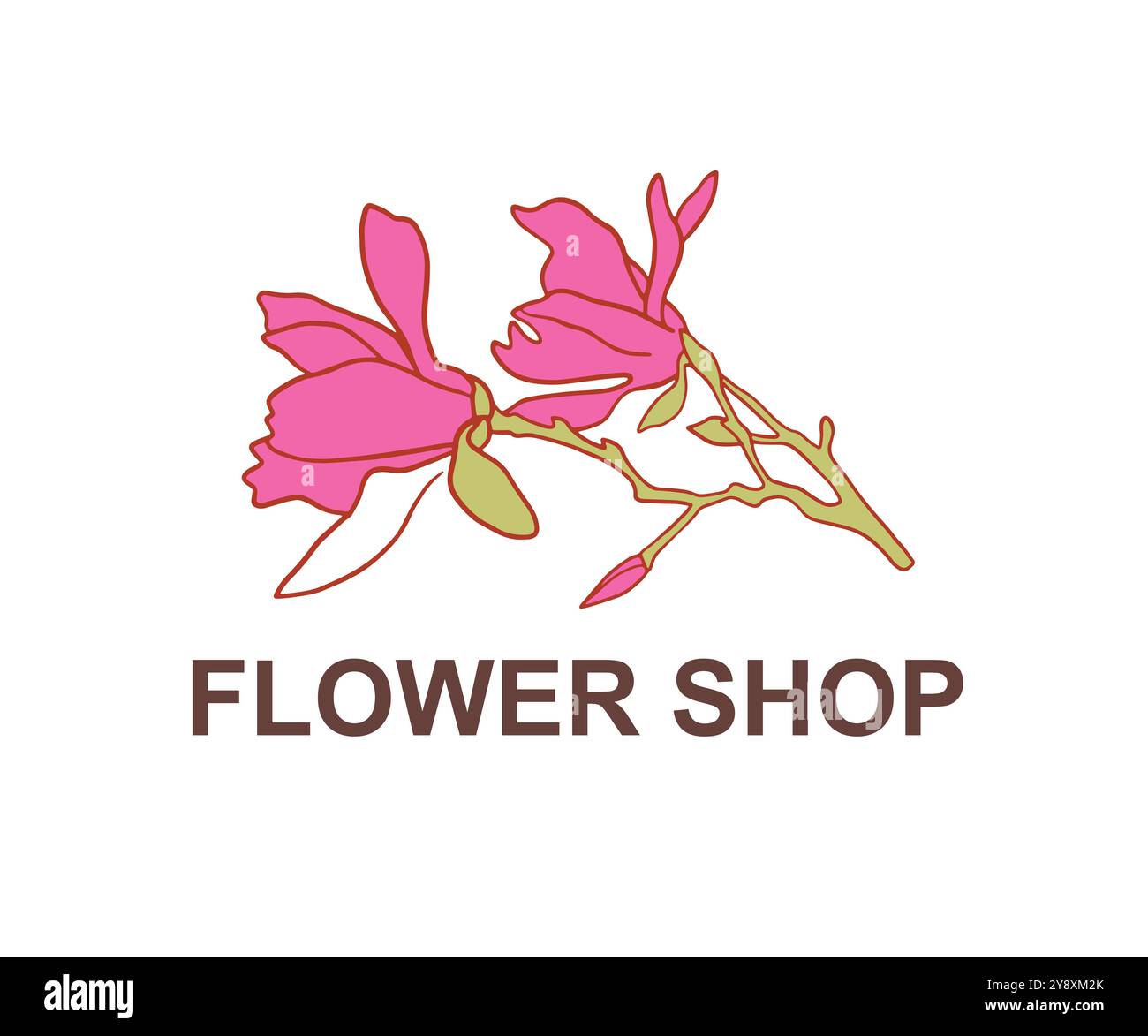 Botany Outline Logo Floral Art Emblem Flower Shop Stock Vector Image ...
