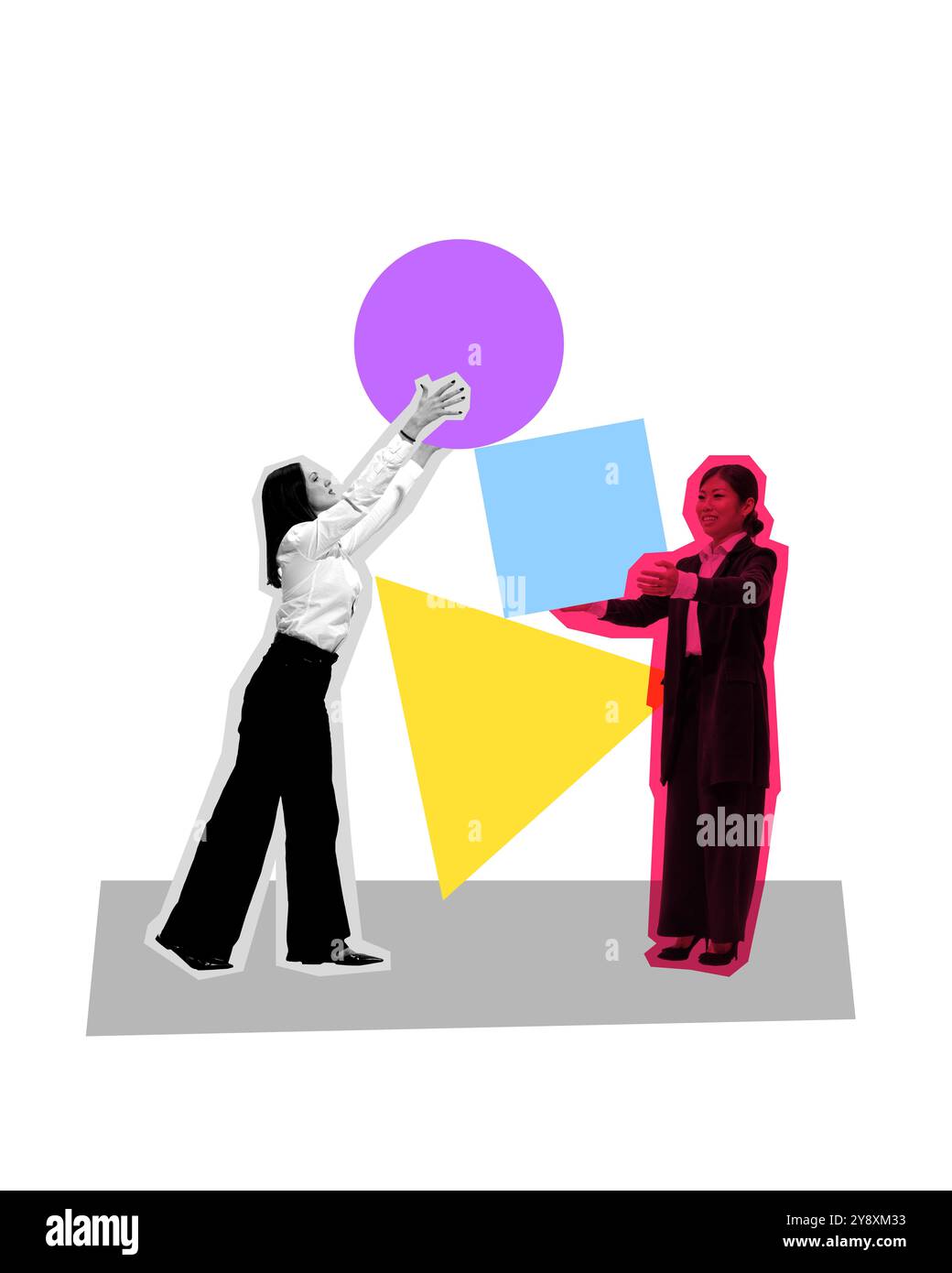 Poster. Contemporary art collage. Two women from different cultural ...