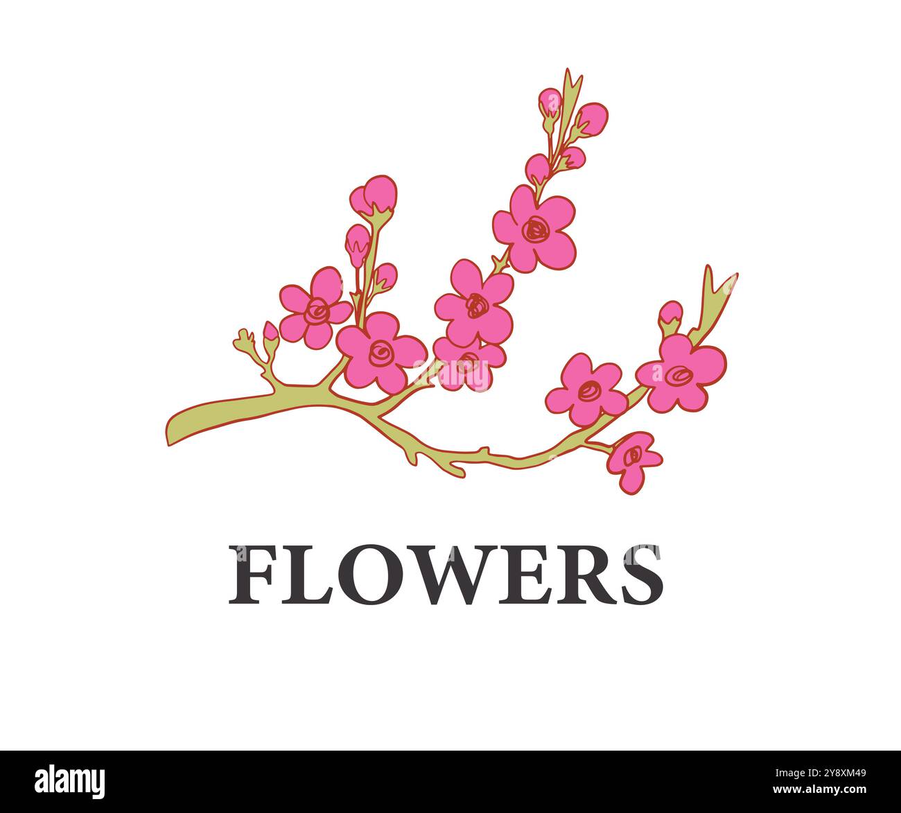 Botany Outline Logo Floral Art Emblem Flower Shop Stock Vector Image ...