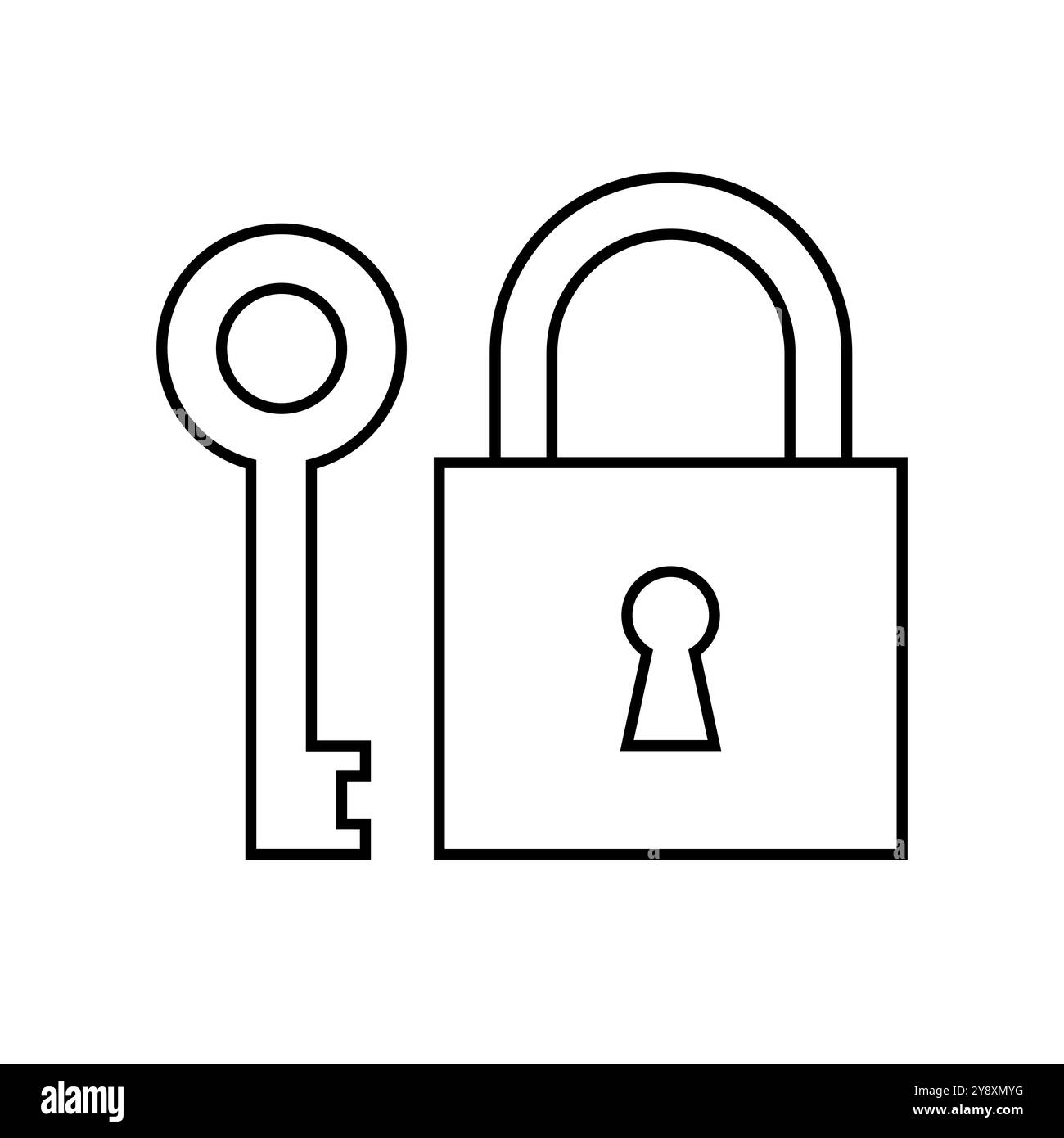 Vector flat outline key and lock isolated on white background Stock ...