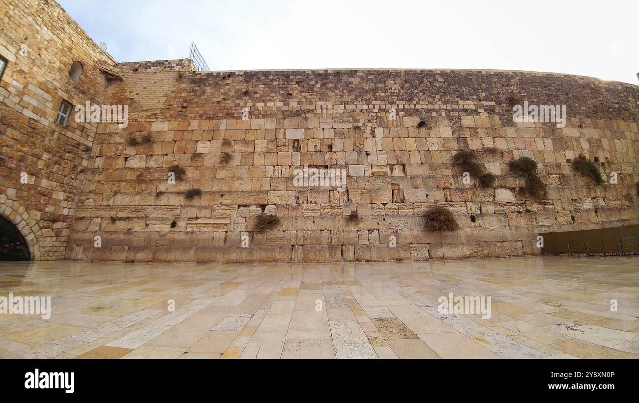 Panoramic view of the Western Wall in the Old City of Jerusalem, in a ...