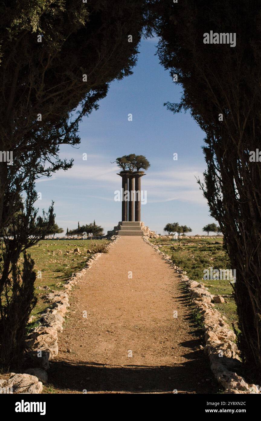 The Olive Columns park and sculpture on Kibbutz Ramat Rachel near ...
