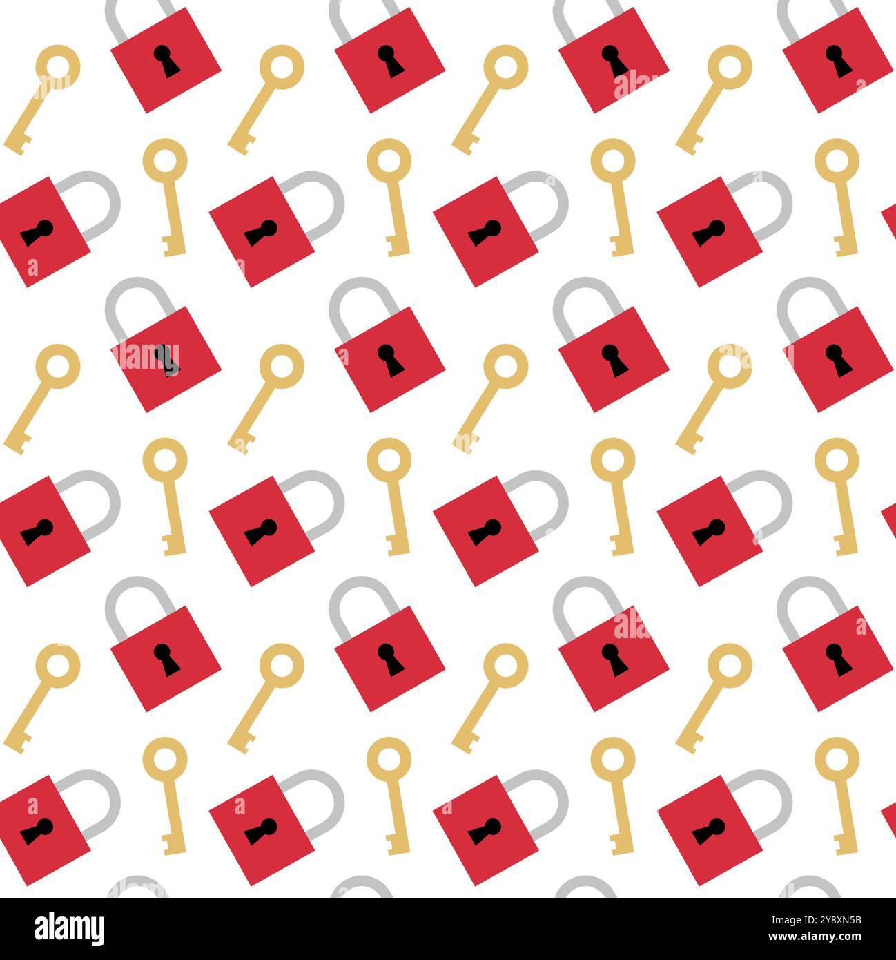 Vector seamless pattern of flat key and lock isolated on white ...