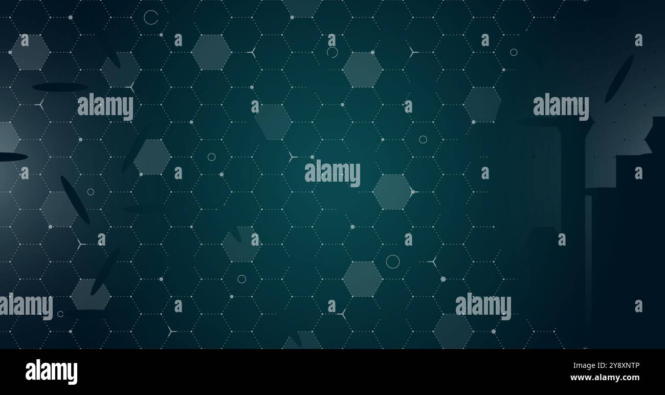 VR HUD futuristic interface hexagons grid. Digital UI screen hexagonal ...