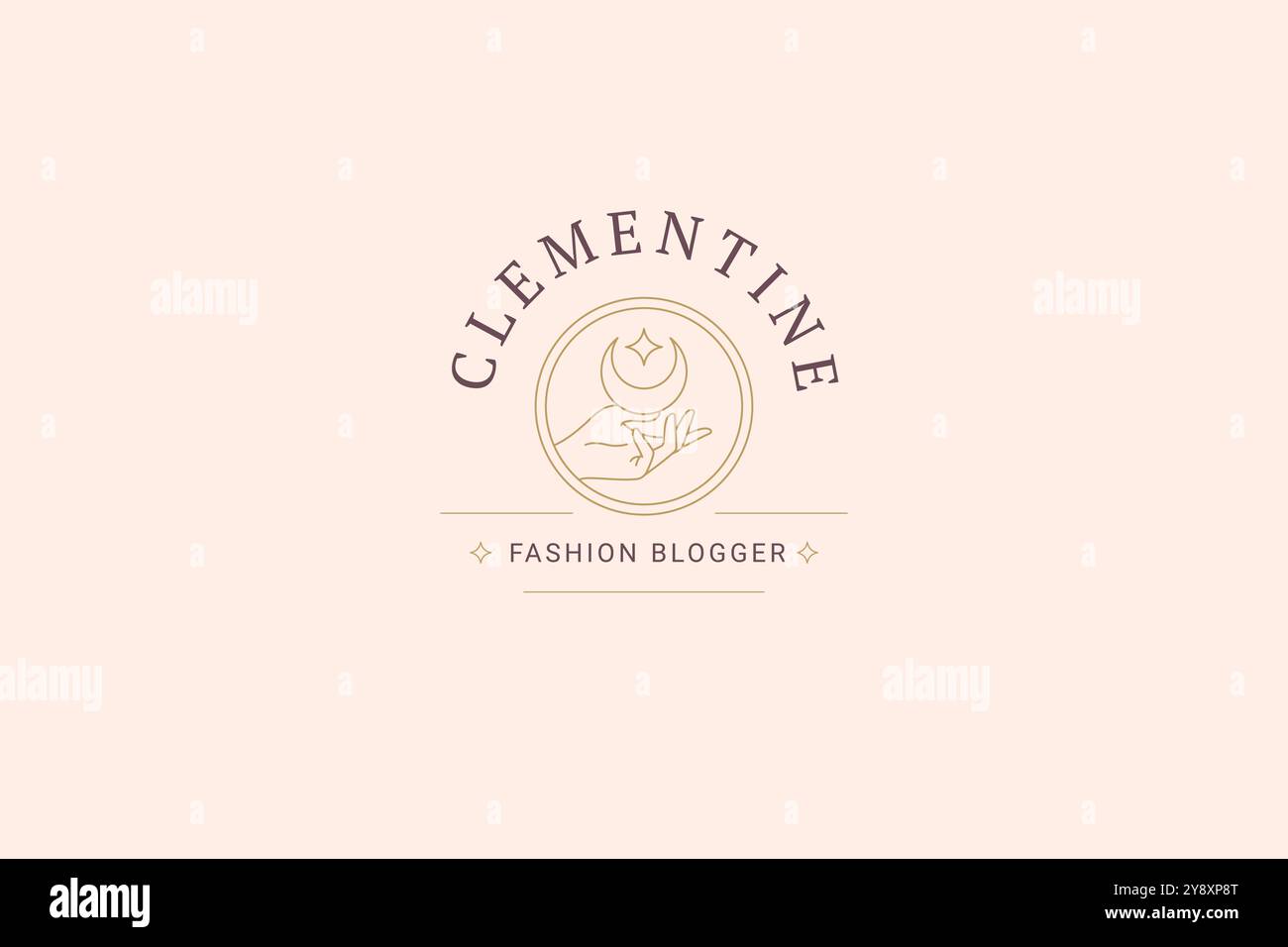 Gentle sacred woman hand holding crescent with star luxury circle line ...