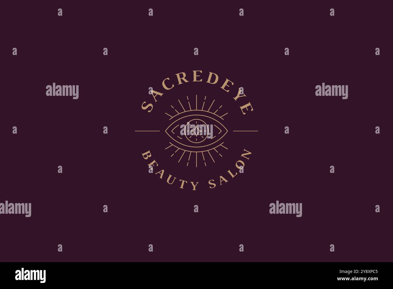 Sacred all seeing eye mythology circle line art logo design template ...