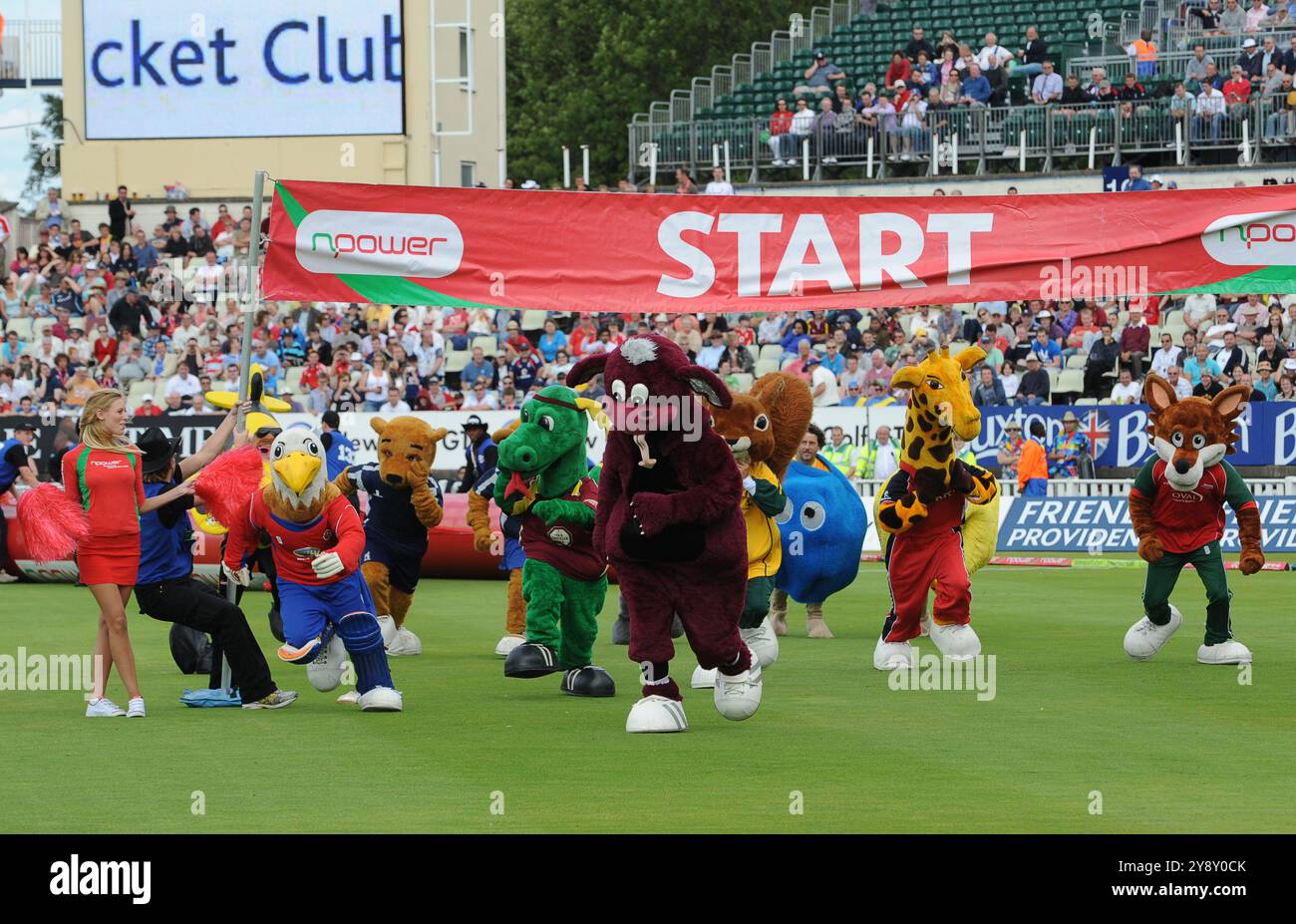 Cricket mascots running race at Edgbaston Cricket Ground, 2009 Stock ...