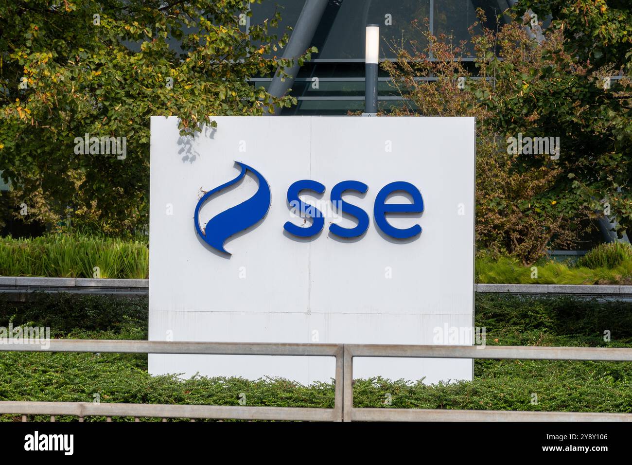 SSE building in Reading, Berkshire, England, UK. Close-up of sign ...
