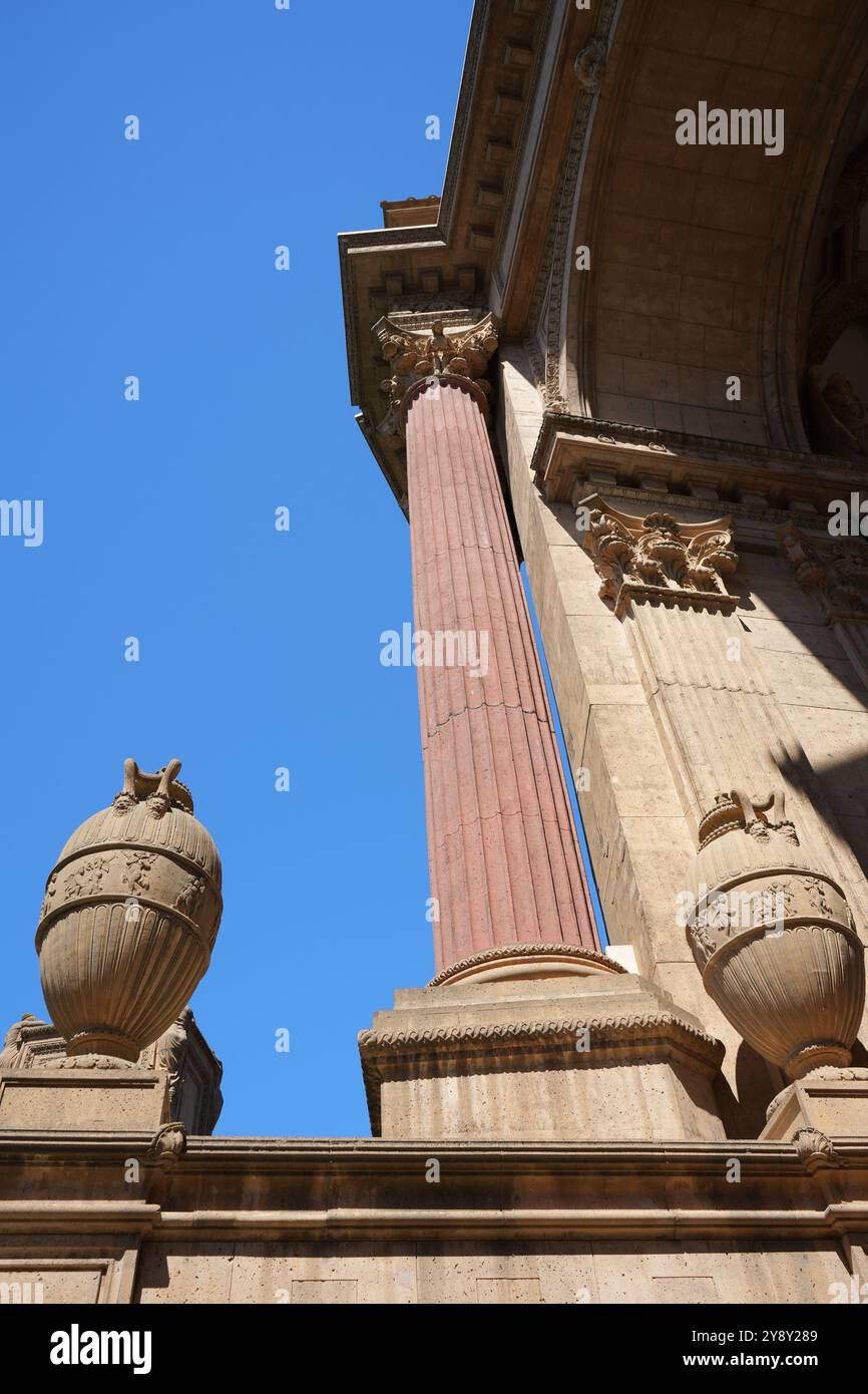 Columns and Greek Urn at The Palace of Fine Arts built originally in ...