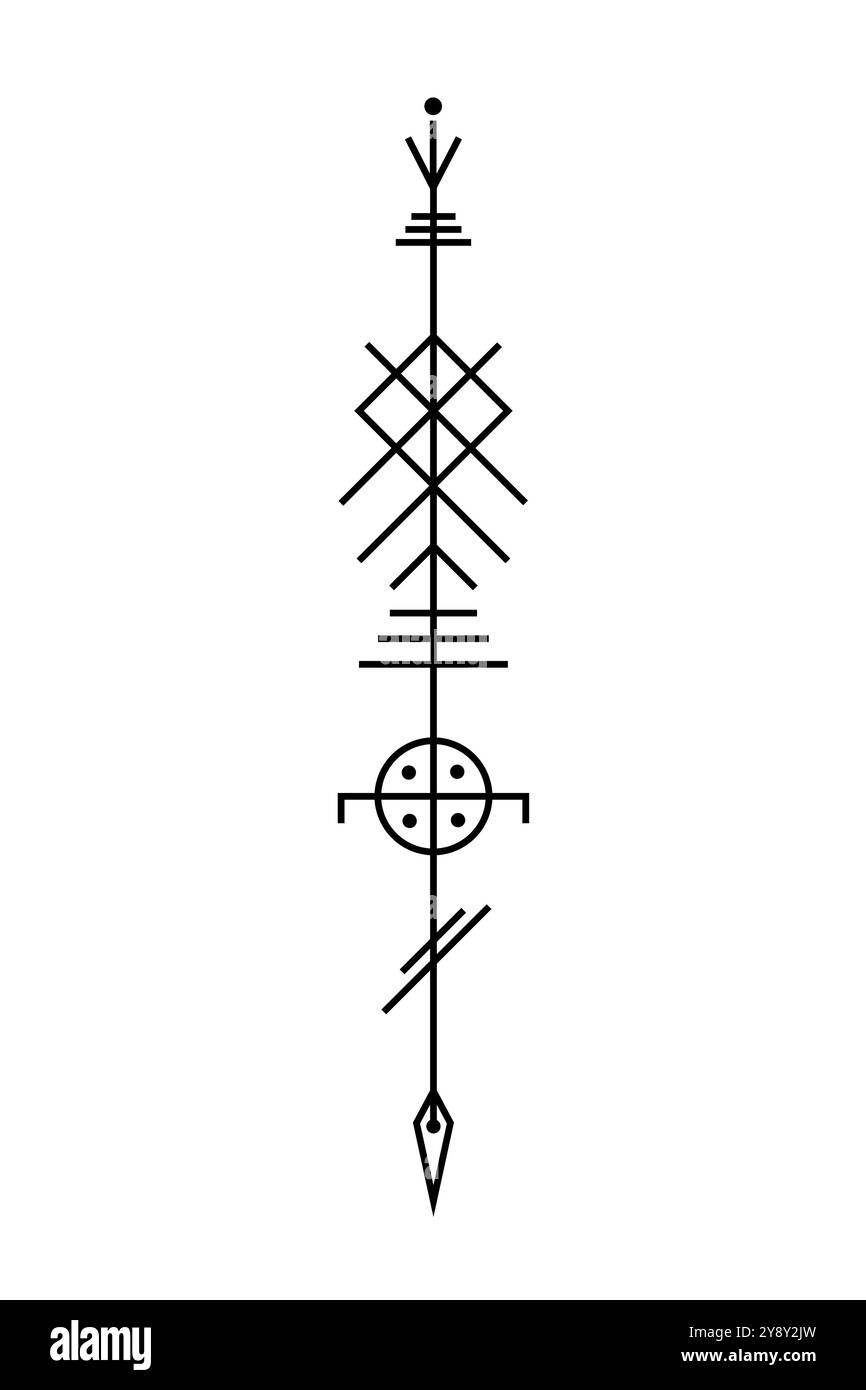Odin spear, symbol of the sacred Celtic arrow. Gungnir Norse God Odin, Viking sign pagan ...