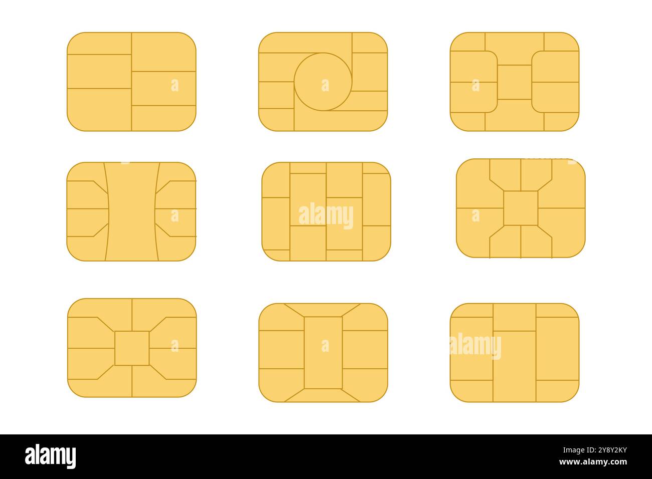 EMV chip icon set. Microchip for bank plastic credit or debit charge or ...