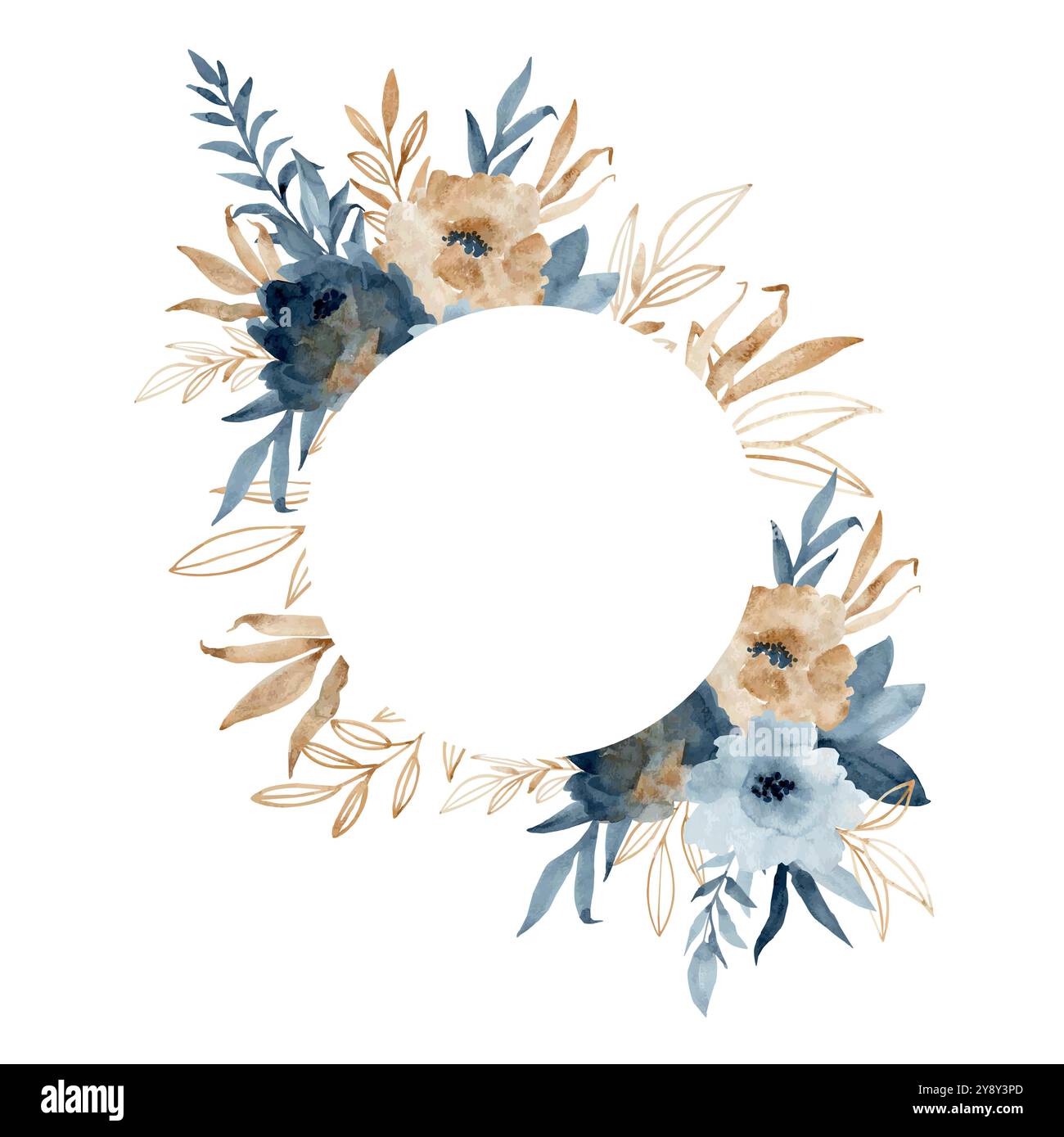Vector Watercolor botanic frame for wedding or greeting card. Floral ...