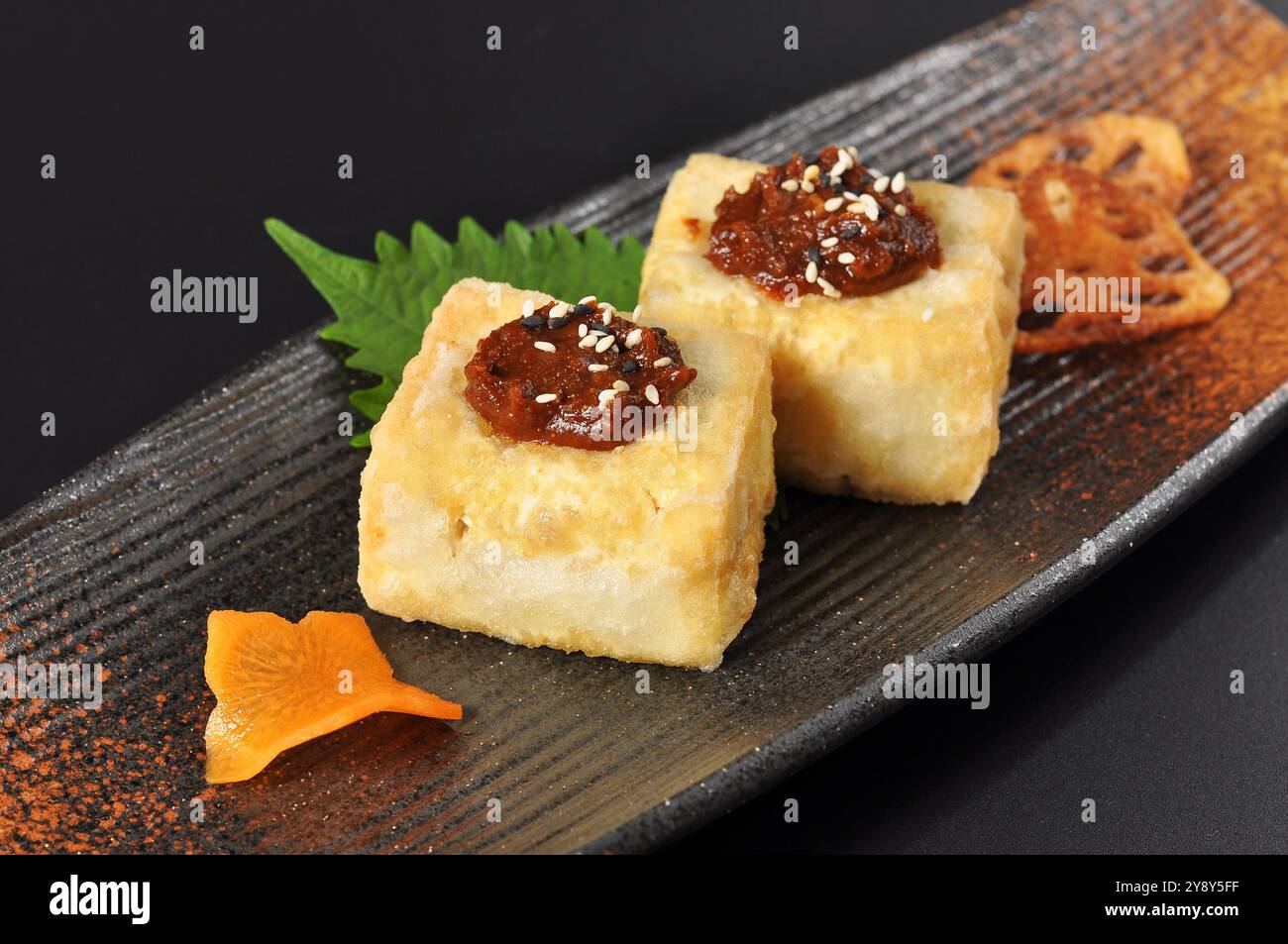Braised (Stewed) Tofu Puff or Deep fried tofu,Japanese food Stock Photo ...
