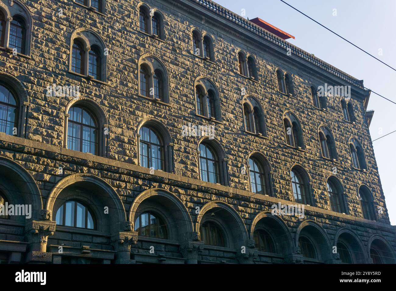 architectural background, dark facade of an old city building, barely ...