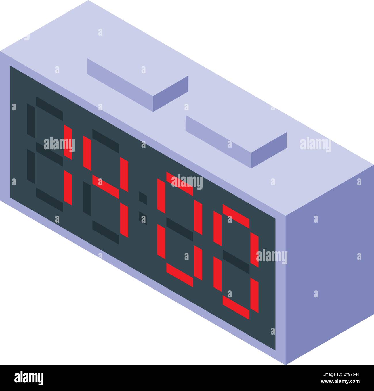 Digital alarm clock showing time in red numbers isometric view isolated ...