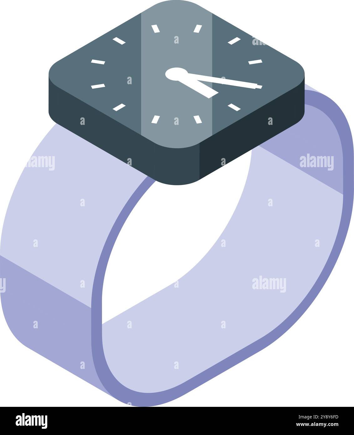 Modern smart watch showing current time isometric view isolated on ...