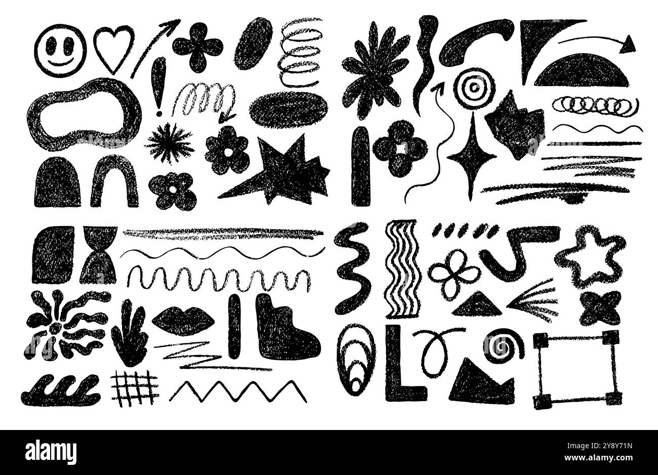 Set of vector black scribble shapes. Dirty artistic design elements ...