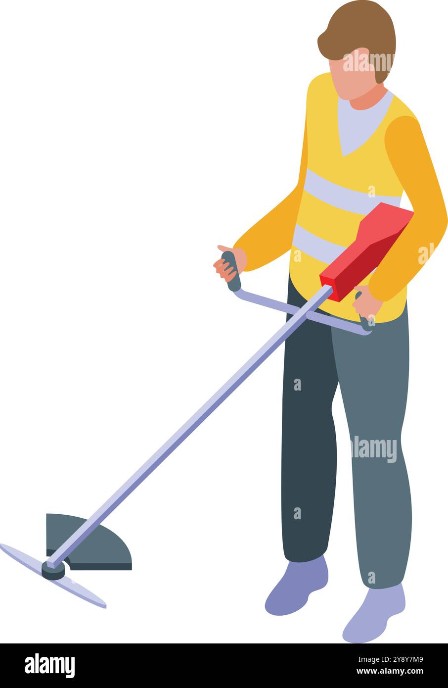 Professional gardener using brush cutter hi-res stock photography and ...