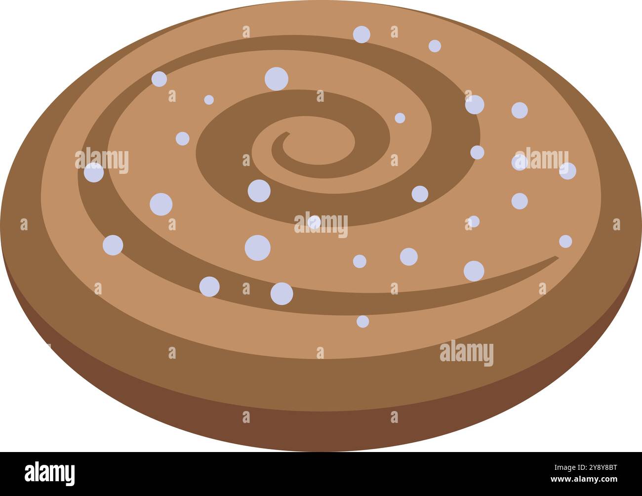 Delicious round bun with sugar icing, bakery shop logo representing ...